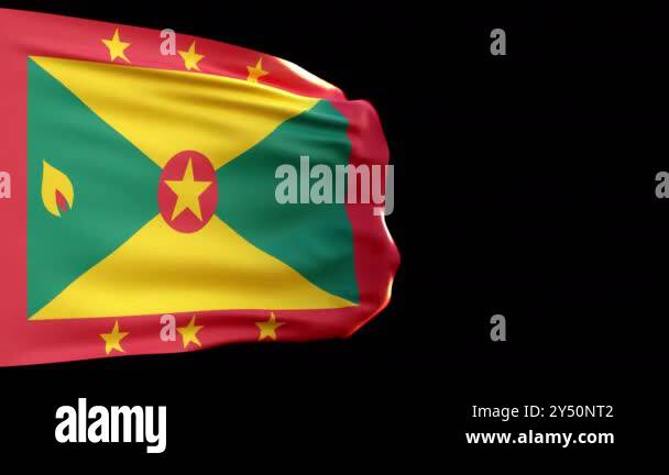 Flag of Grenada, transparent background, 3d animation 4k alpha channel ...