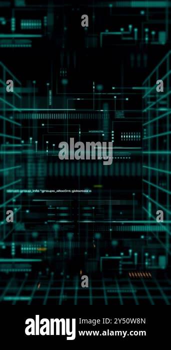 4K futuristic hud background with digital data code and HUD elements ...