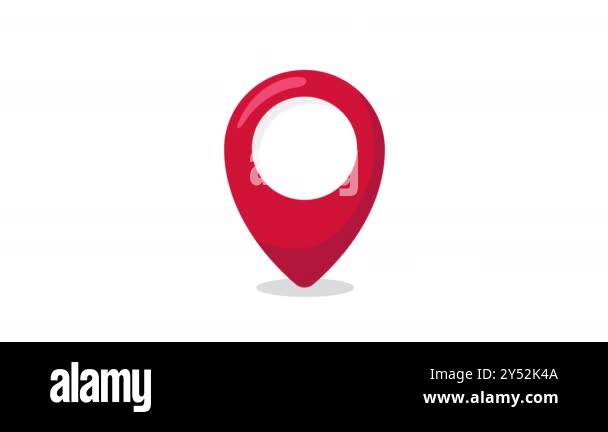 Red map location pin bouncing sign 4k animation, location pin mark ...