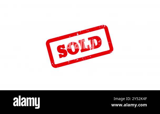 Sold red square vintage stamp, rubber ink stamp sold 4k animation Stock ...