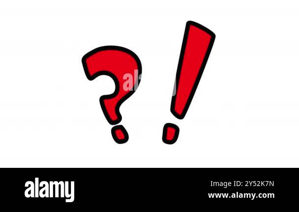 Red exclamation mark and question mark motion animation, hand drawn ...