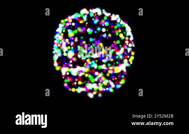 Spinning 3d human brain with colorful bokeh lights on plain black ...