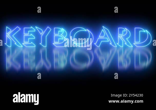 Neon-colored Keyboard word text animation with a glowing neon-colored ...