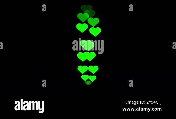 4K live reactions of green hearts icons in an alpha channel. Social ...