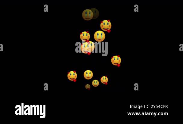 Vertical live reactions of happy emojis icon in an alpha channel ...