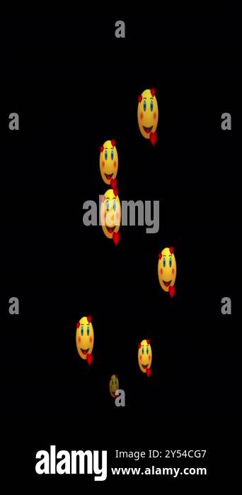 Vertical live reactions of happy emojis icon in an alpha channel ...