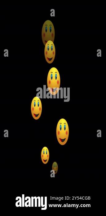Vertical live reactions of happy emojis icon in an alpha channel ...