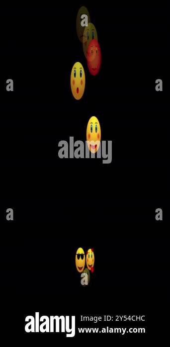 Vertical live reactions of emoji icons in an alpha channel. Social ...