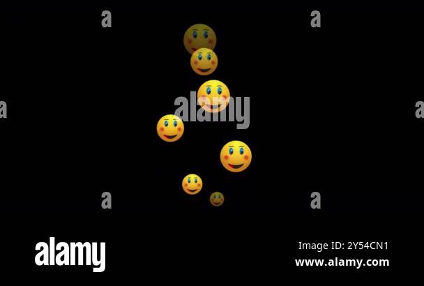 4K live reactions of happy emoji icons in an alpha channel. Social ...