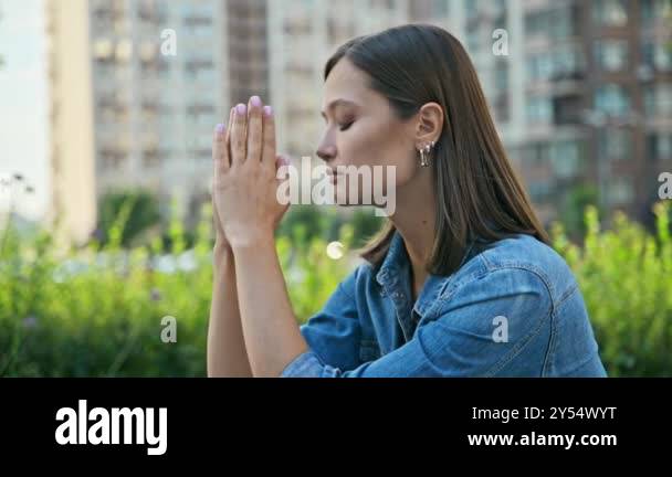 Upset worried nervous young woman outdoors close up face. Anxious ...