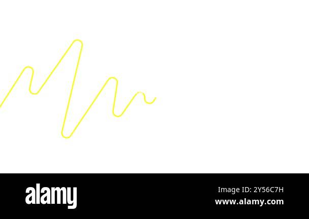 Animated yellow tape appear and disappear. Decorative wavy line is ...
