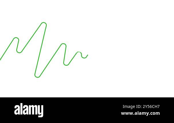 Animated green tape appear and disappear. Decorative wavy line is drawn. Symbol of impulse ...