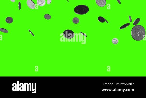 Animated usd coin falling green screen 4k animation Stock Video Footage ...
