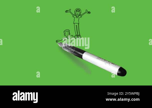 draw group of six person men and women standing in different posture ...