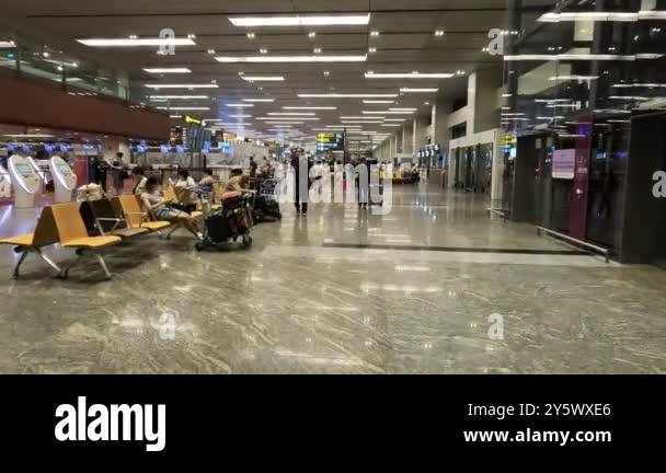 Singapore- 5 Jun 2024: Interior view of Terminal 2 at Singapore Changi ...