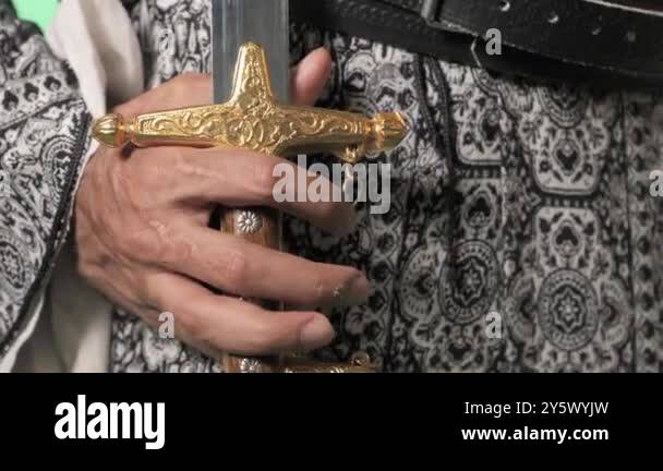 Traditional Saudi out-feet on chromakey. Arabian long saber - saif. The ...