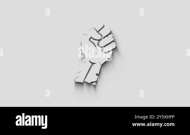 Freedom fight revolution with clenched fist symbol with natural shadow ...