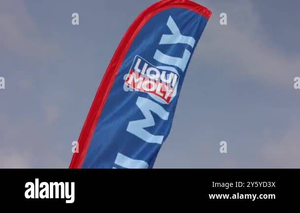 Villamarzana, Italy 17 September 2024: A Motul flag waves at the edge ...