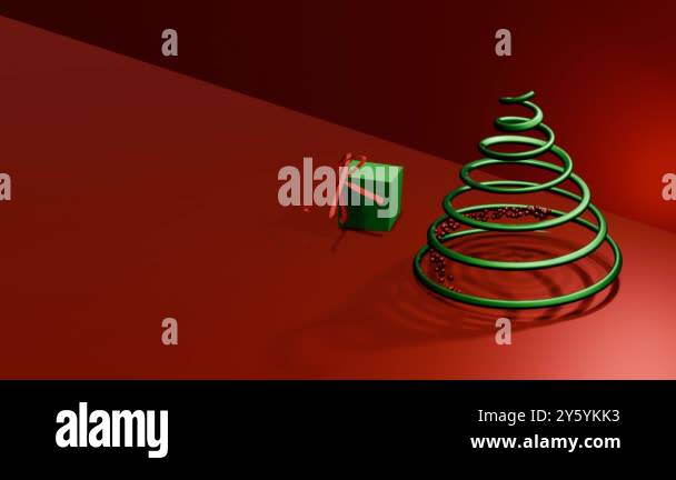Christmas tree falling wrapped gifts three dimension 4k animation Stock ...