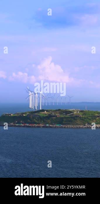 Renewable energy wind power plant and wind turbines along Denmark sea ...