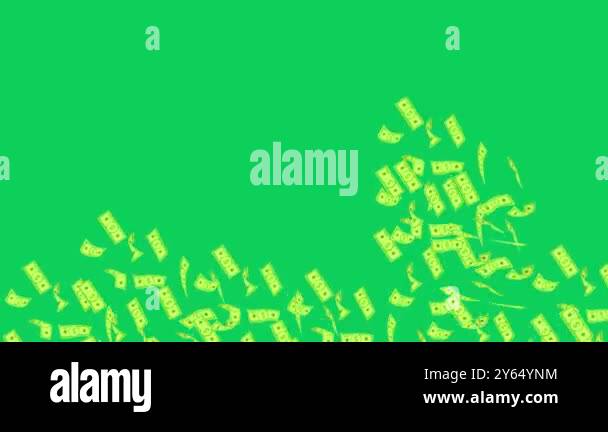 100 Dollar Bills Green Screen. Rain Effects. 3D Animation Money Rain ...