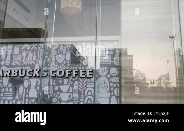 Starbucks coffee logo caption text writing sign in first floor of OCG ...