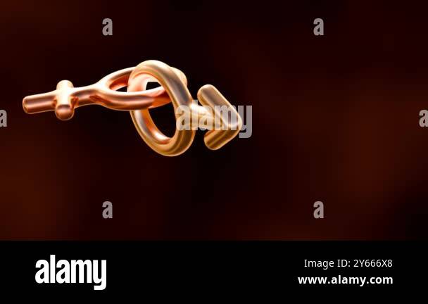3d animation of two intertwined gender symbols: a gold female symbol ...