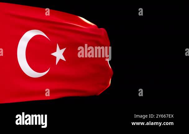 Flag of Turkey, transparent background, 3d animation 4k alpha channel ...