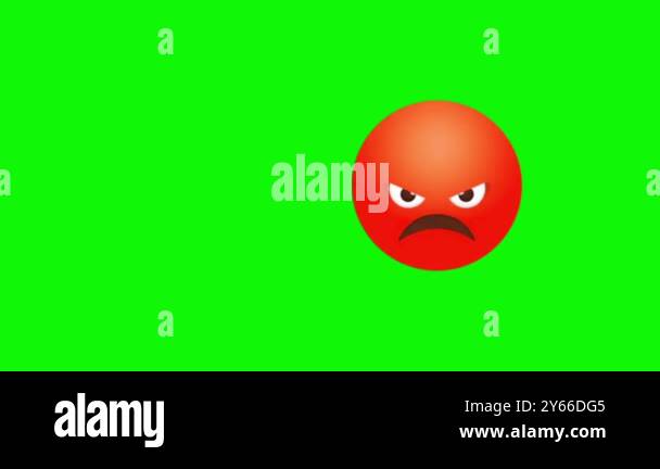 Animated angry face emoji on green screen background, perfect for ...