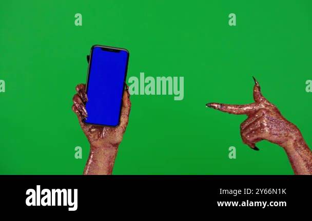 Scary hand showing gestures in studio. Creepy halloween monster human ...