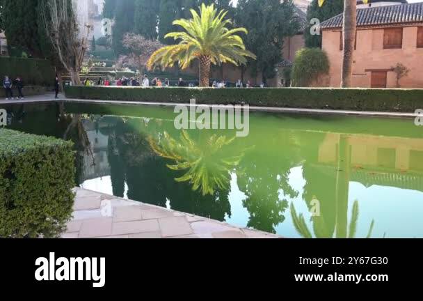 Granada, Granada - Spain - 01-27-2024: A view of a water basin in the ...