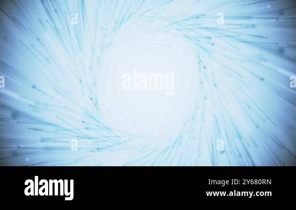 A spinning spiral helix of blue line and sphere particles background ...