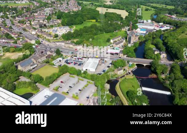 Aerial footage of the village of Kirkheaton, Huddersfield in the ...