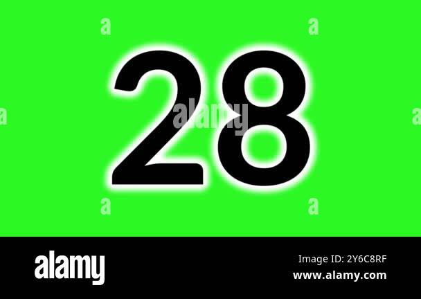 35 seconds countdown timer animation black number on green screen from ...