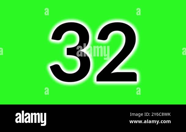 40 seconds countdown timer animation black number on green screen from ...