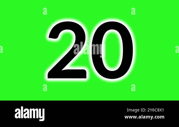 25 seconds countdown timer animation black number on green screen from ...