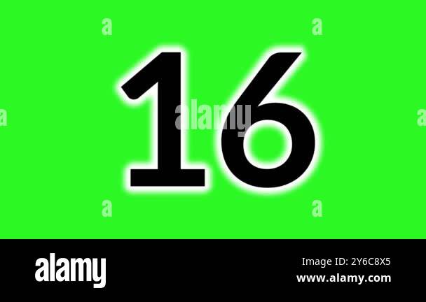 20 seconds countdown timer animation black number on green screen from ...