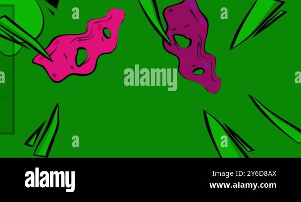 Cartoon yellow and green background animation, comic book backdrop ...