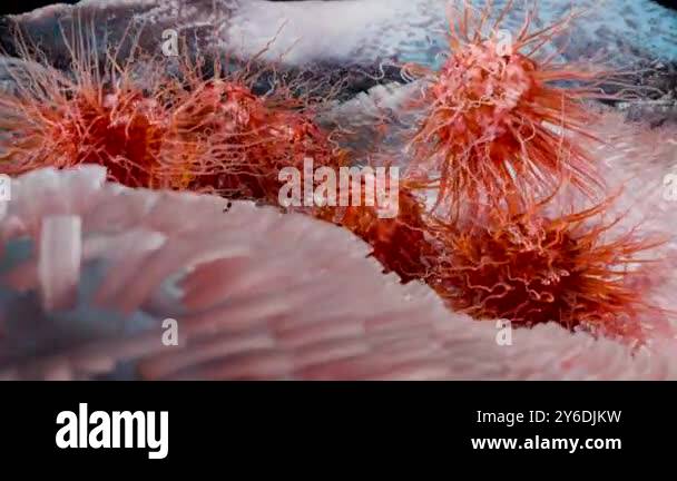 Peritrichous Bacteria with lot of flagellum, harmful bacillus with long ...