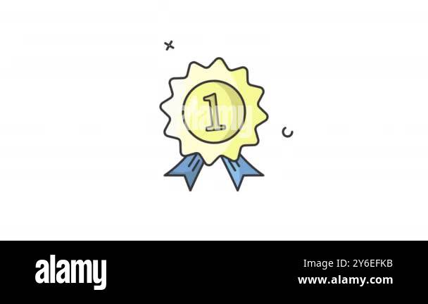 number 1 medal animated icon looping alpha channel motion graphic video ...