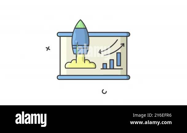 rocket presentation chart for business animated icon looping alpha ...