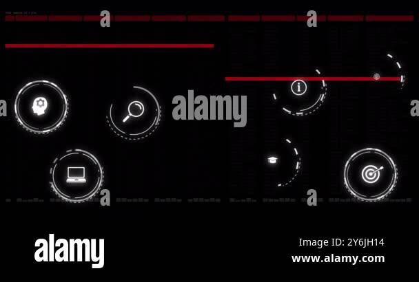 Icons representing various concepts like education and information, data processing animation ...