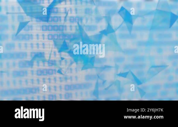 Binary Code And Geometric Shapes Animation Over Blue Abstract