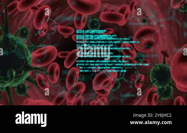 Medical research animation showing red blood cells and molecular ...