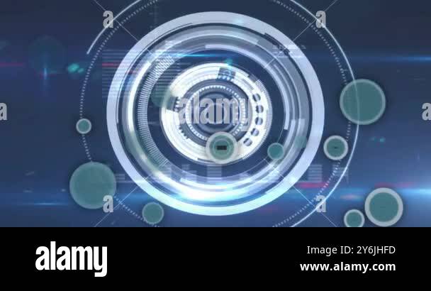 Futuristic digital interface with 6G technology animation over circular ...