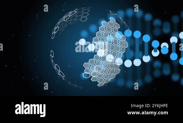 Dna Strand And Hexagonal Patterns Scientific Data Animation Genetics