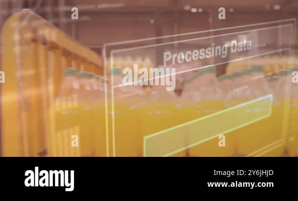 Processing data and loading animation over worker in warehouse ...