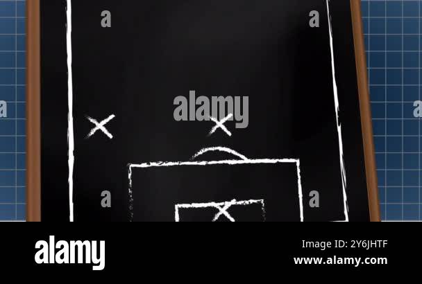 Chalkboard strategy animation showing soccer field with player ...