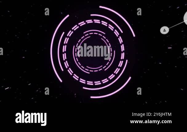 Circular Digital Interface With User Icons Data Processing Animation Technology Connectivity
