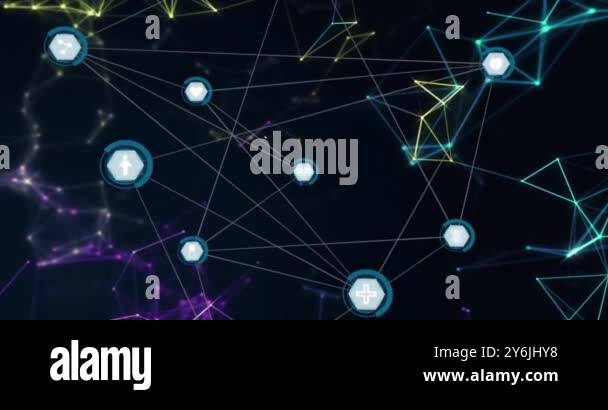 Network of medical icons and connections, healthcare technology ...